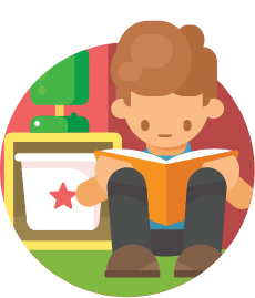 Animation drawing of a child reading.